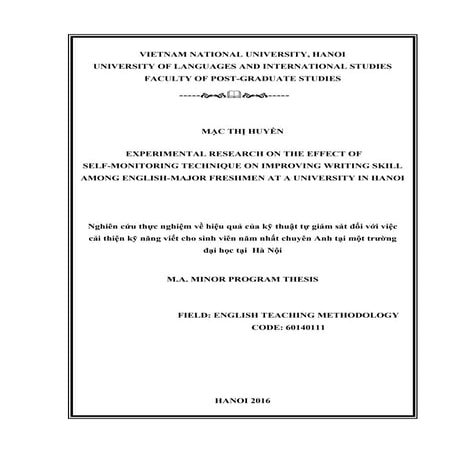 Experimental Research on the Effect of Self-monitoring Technique on ...