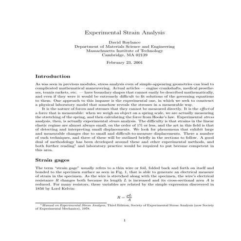 Experimental strain analysis | PDF