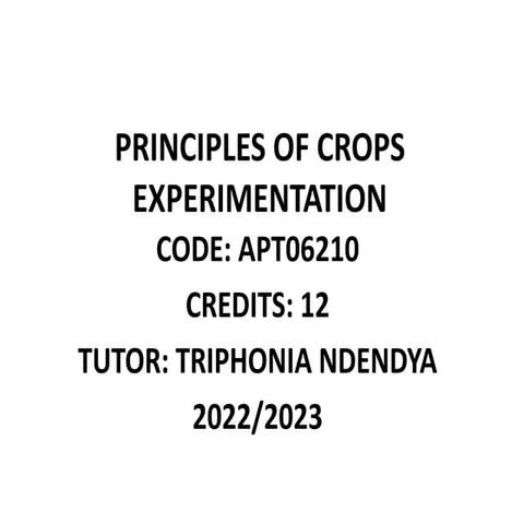 PRINCIPLES OF AGRICULTURAL EXPERIMENTATION1 | PPTX
