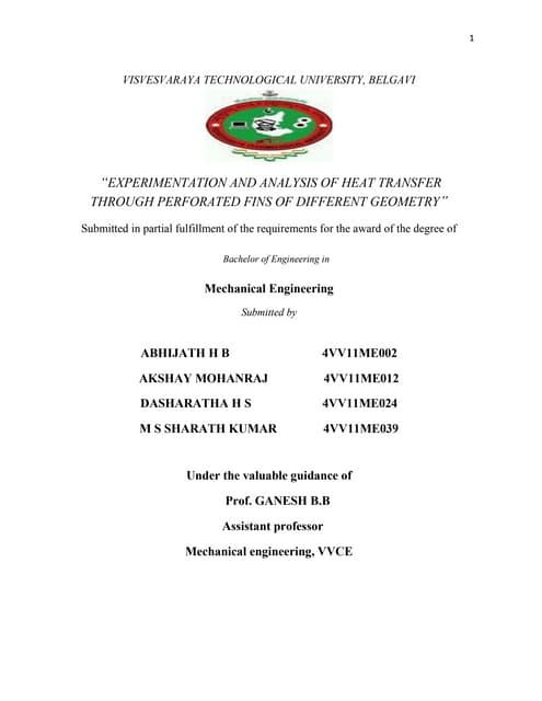 Heat Transfer Through Pin Fins Power Point Presentation | PPTX