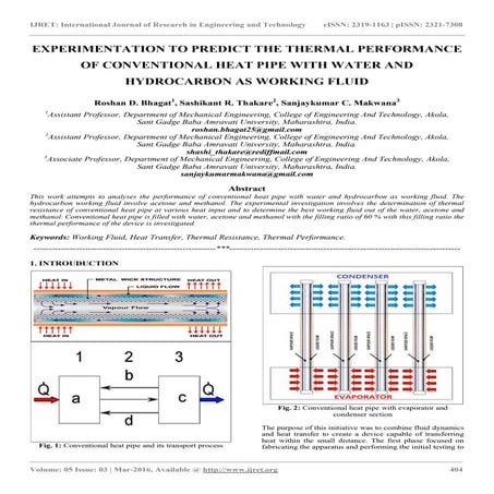 Experimentation To Predict The Thermal Performance Of Conventional Heat