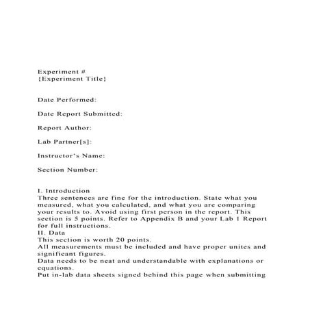 Experiment #{Experiment Title}Date Performed .docx | Physics | Science