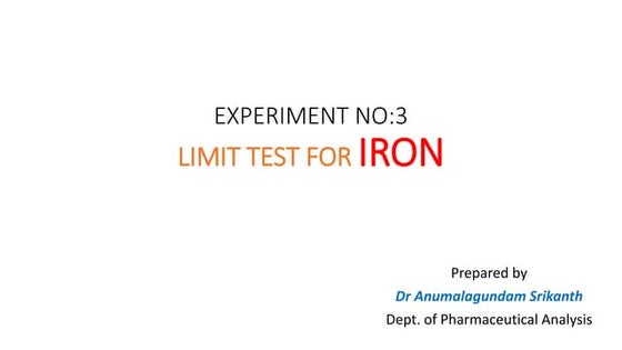 Limit test for heavy metals | PPTX
