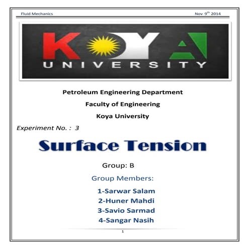 Experiment no 3 surface tension | PDF