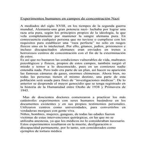 Experimentos humanos en campos de concentración nazi intro y desarrollo ...