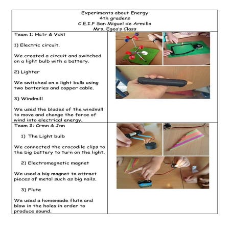 Experiments about energy | PDF