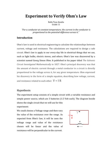 Sample lab-report on verfication of ohms law | PDF | Computer Networking | Computing