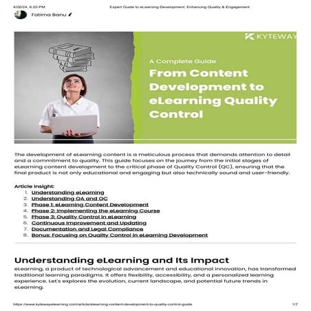 Expert Guide to eLearning Development_ Enhancing Quality & Engagement | PDF