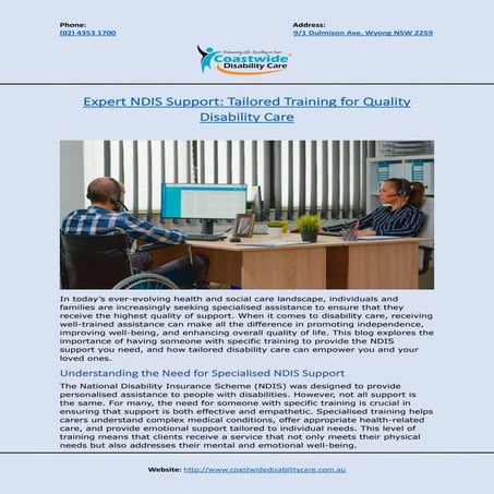 Expert NDIS Support: Tailored Training for Quality Disability Care | Coastwide Disability Care | PDF