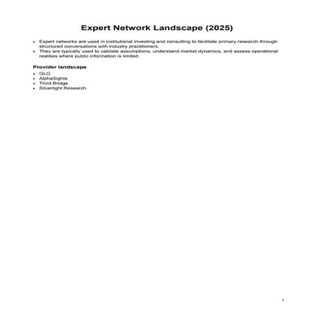 Expert_Network_Landscape_2026_Primary_Research | PDF