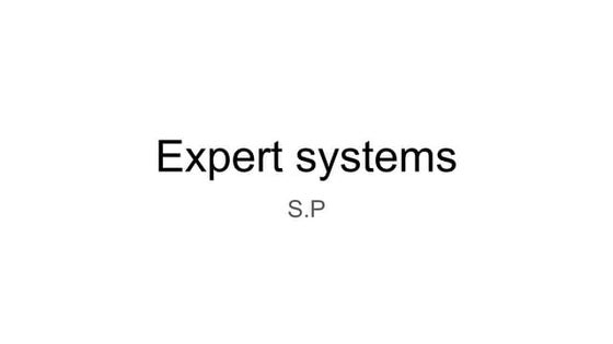 Expert systems | PPT