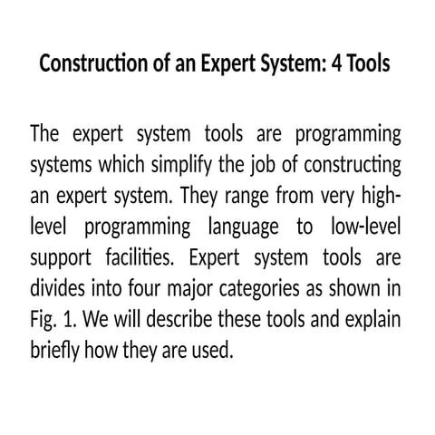 In-Depth Study of Expert System Tools: Architecture, Knowledge ...