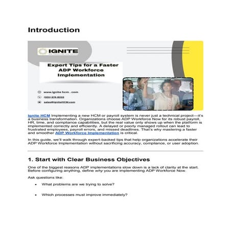 The Ultimate Checklist for ADP Workforce Implementation | PDF