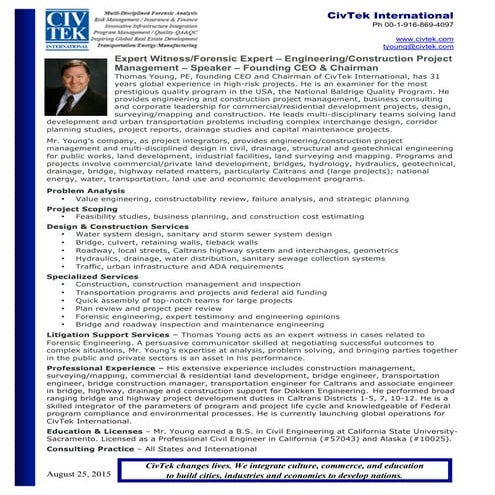 EXPERT WITNESS - DRAINAGE, CALTRANS CIVIL & TRANSPORTATION ENGINEERING ...