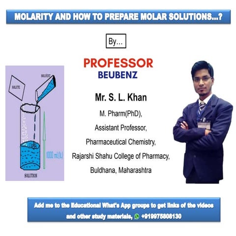 Molarity and How to Prepare Molar Solutions...? | PPT