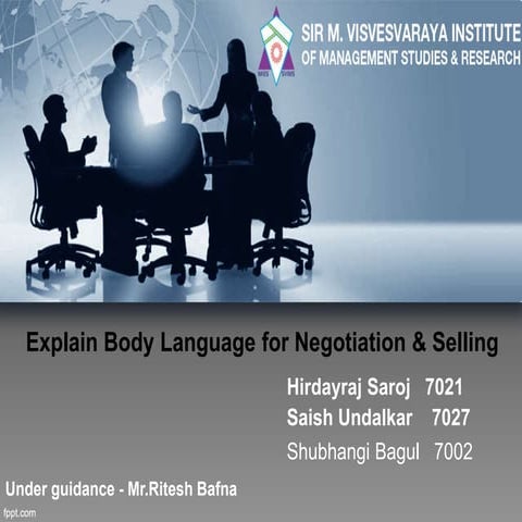 Explain body language for negotiation & Selling | PPTX