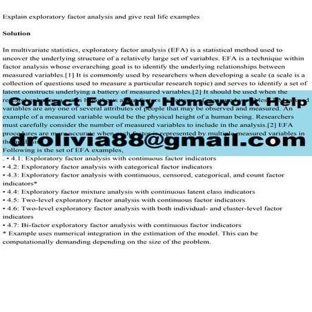 Explain exploratory factor analysis and give real life examplesS.pdf