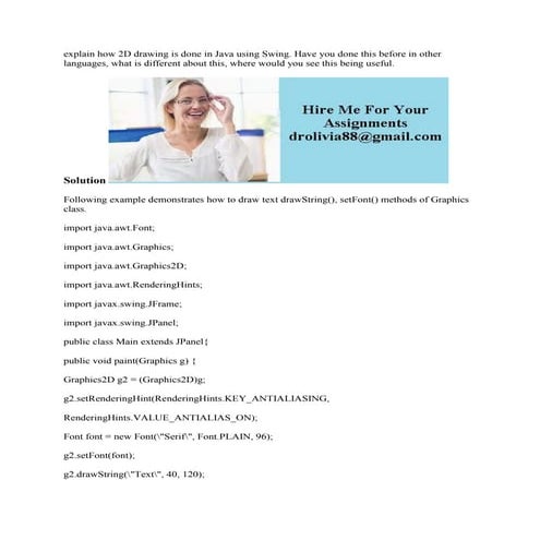 explain how 2D drawing is done in Java using Swing- Have you done this.docx