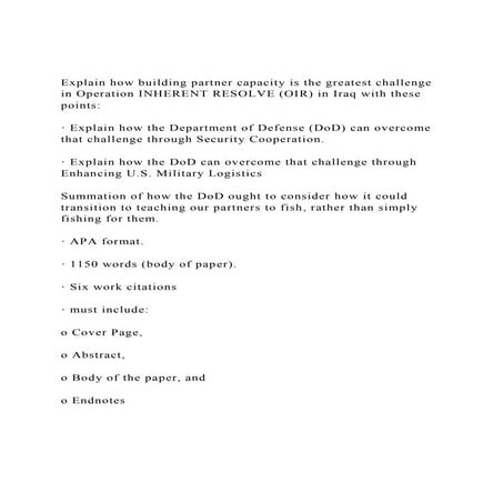 Explain how building partner capacity is the greatest challenge .docx