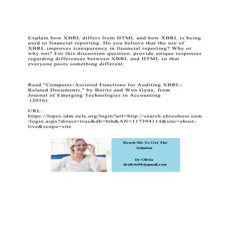 Explain how XBRL differs from HTML and how XBRL is being used in.docx