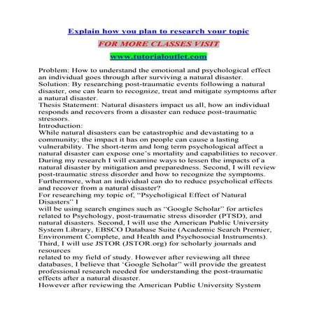 EXPLAIN HOW YOU PLAN TO RESEARCH YOUR TOPIC / TUTORIALOUTLET DOT COM | PDF