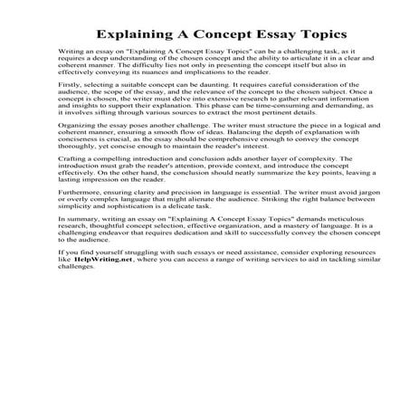Explaining A Concept Essay Topics | PDF | Cameras and Camcorders ...