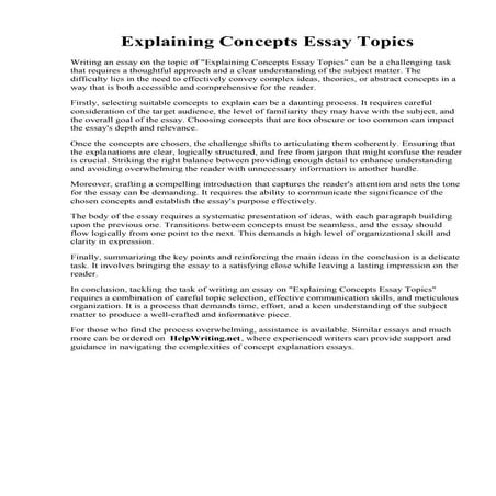 Explaining Concepts Essay Topics. Order Essay from Experienced Writers ...