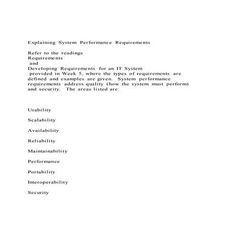 Explaining System Performance RequirementsRefer to the rea | DOCX