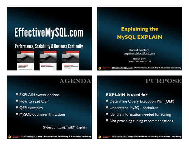 Explaining the MySQL Explain | PPT Explaining the MySQL Explain | PPT