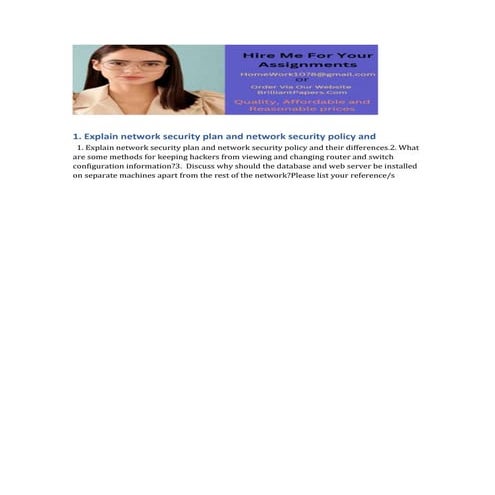 Explain Network Security Plan And Network Security Policy And Docx