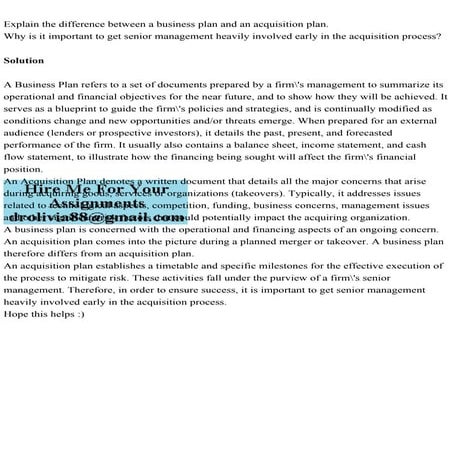 Explain the difference between a business plan and an acquisition pl.pdf