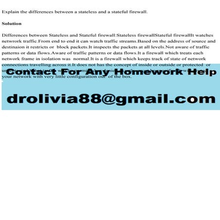 Explain The Differences Between A Stateless And A Stateful Firewall Pdf