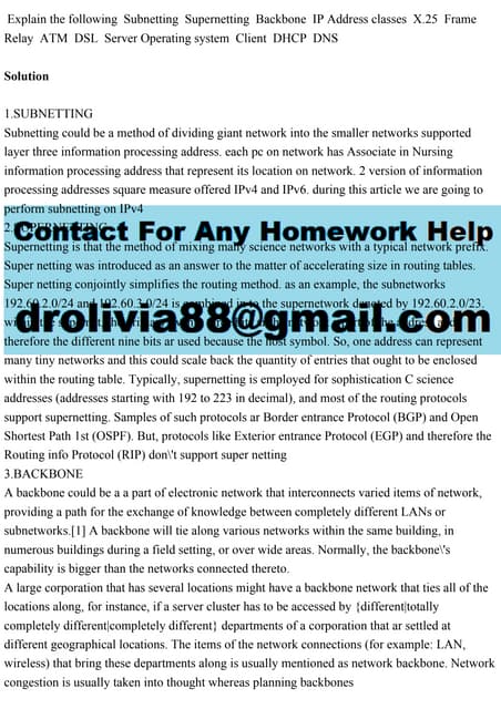 Explain The Following Subnetting Supernetting Backbone Ip Address Pdf