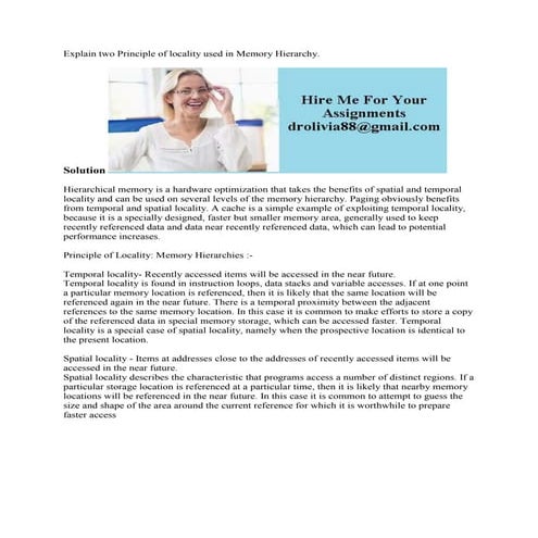 Explain two Principle of locality used in Memory Hierarchy-SolutionHie.docx