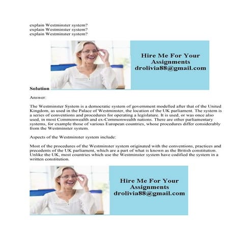 explain Westminster system- explain Westminster system- explain We.docx