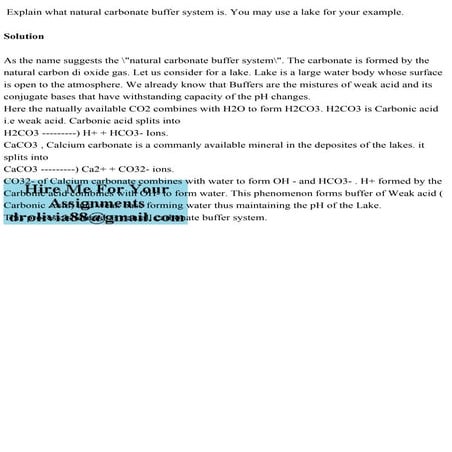 Explain what natural carbonate buffer system is. You may use a lake f.pdf