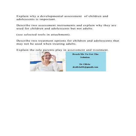 Explain why a developmental assessment of children and adolescents | PDF