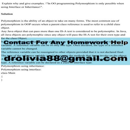 Explain why and give examples. In OO programming Polymorphism is on.pdf