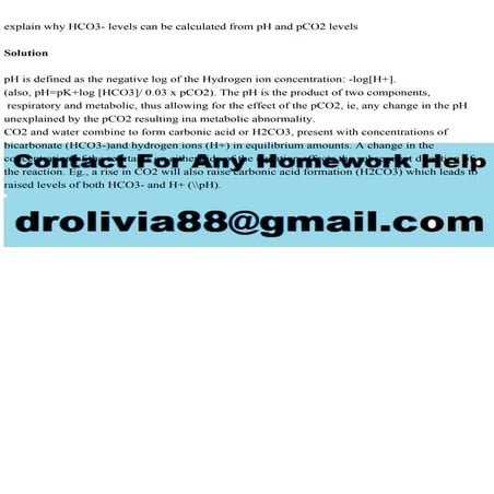 Explain Why Hco3 Levels Can Be Calculated From Ph And Pco2 Levels Pdf