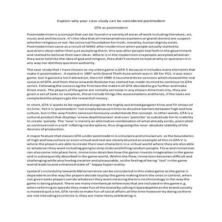 Explain why your case study can be considered postmodern | DOCX