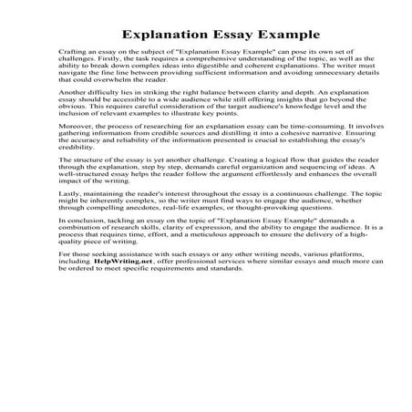 Explanation Essay Example | PDF