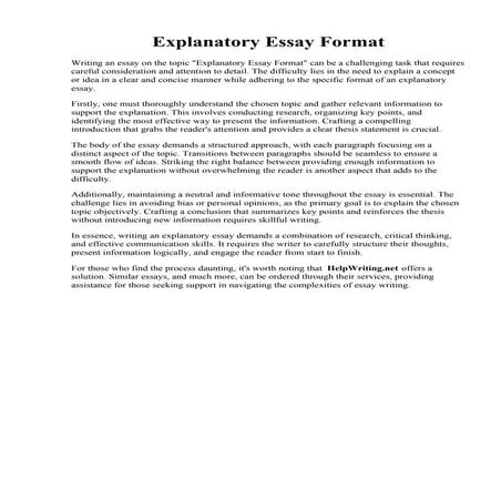 Explanatory Essay Format. 004 Expository Essay Sample 2 Explanatory ...