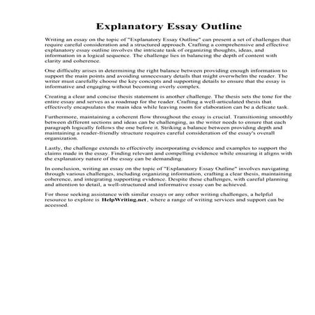 Explanatory Essay Outline. 010 Essay Example Paragraph 248305 What Is ...