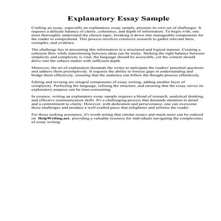 Explanatory Essay Sample. Explanatory paper. How to Write An ...
