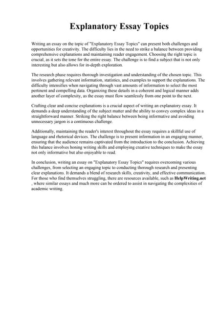 Sample Explanatory Essay.pdf | Homework and Study | Education