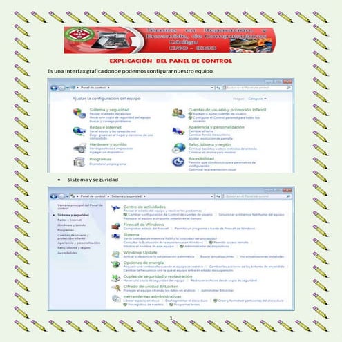Explicacion del panel de control | DOCX | Computing | Technology & Computing