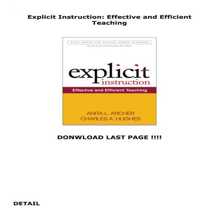 Explicit Instruction: Effective and Efficient Teaching | PDF