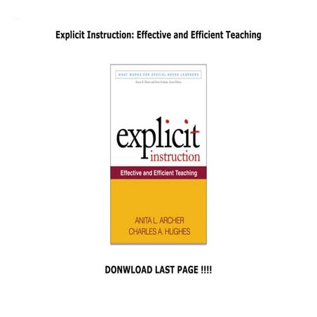 Explicit Instruction: Effective and Efficient Teaching | PDF | Education