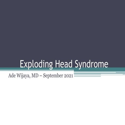 Perlu tahu penyakit langka exploding head syndrome