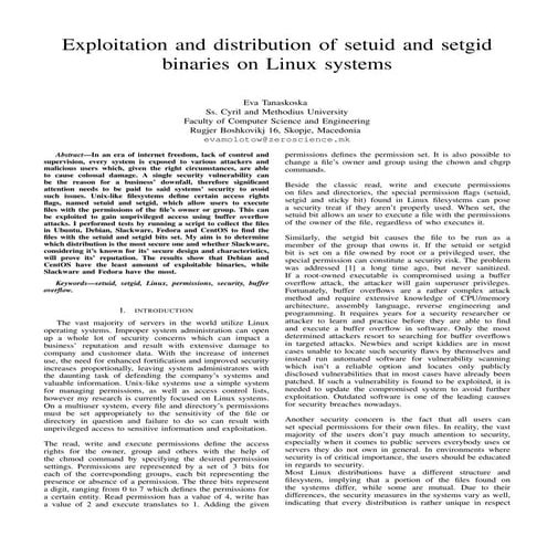 Exploitation And Distribution Of Setuid And Setgid Binaries On Linux Systems Pdf 